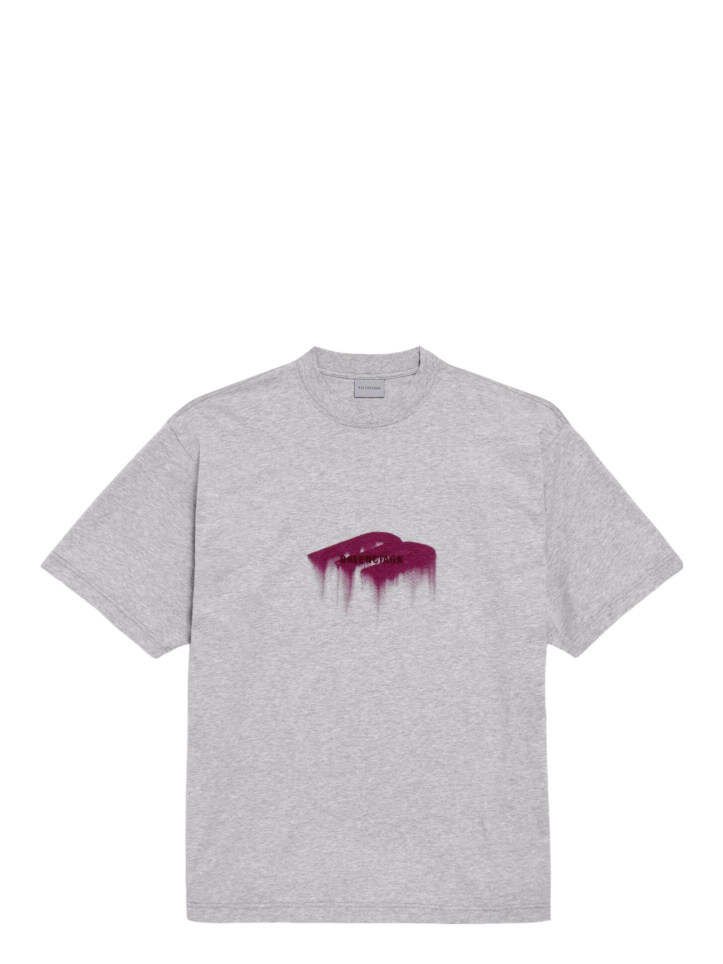 BALENCIAGA Men's Wet Brush Medium Fit T-shirt in Light Heather Grey
